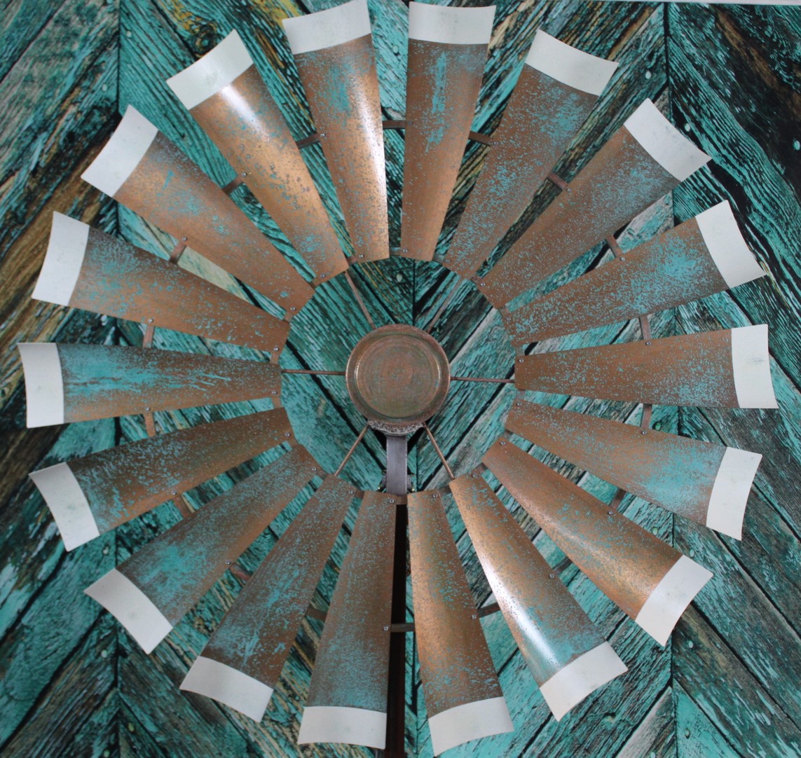 Antique Copper Patina Ceiling Fan with White Tips