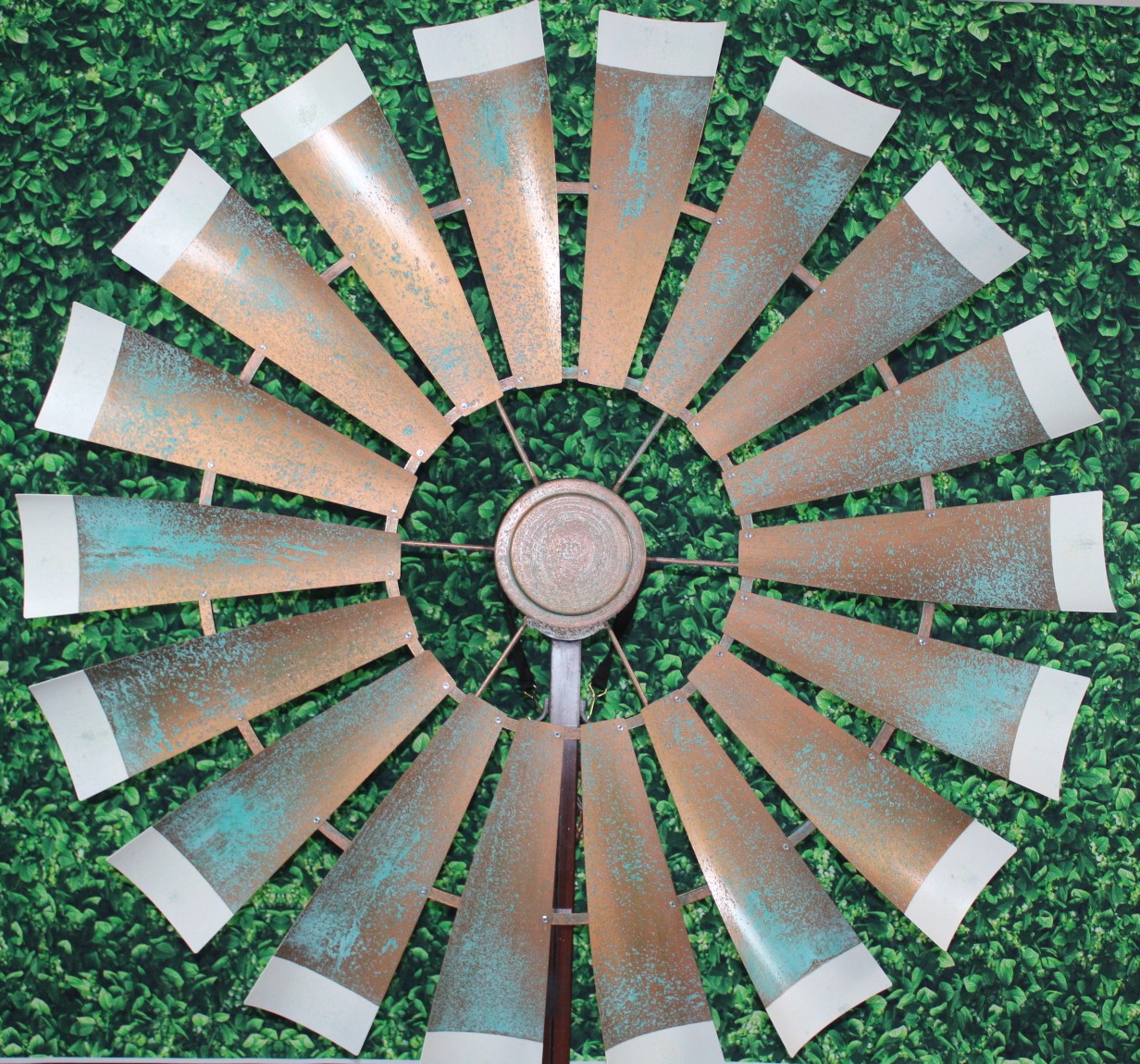 Antique Copper Patina Ceiling Fan with White Tips