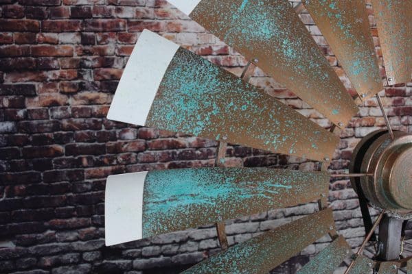 Antique Copper Patina Ceiling Fan with White Tips