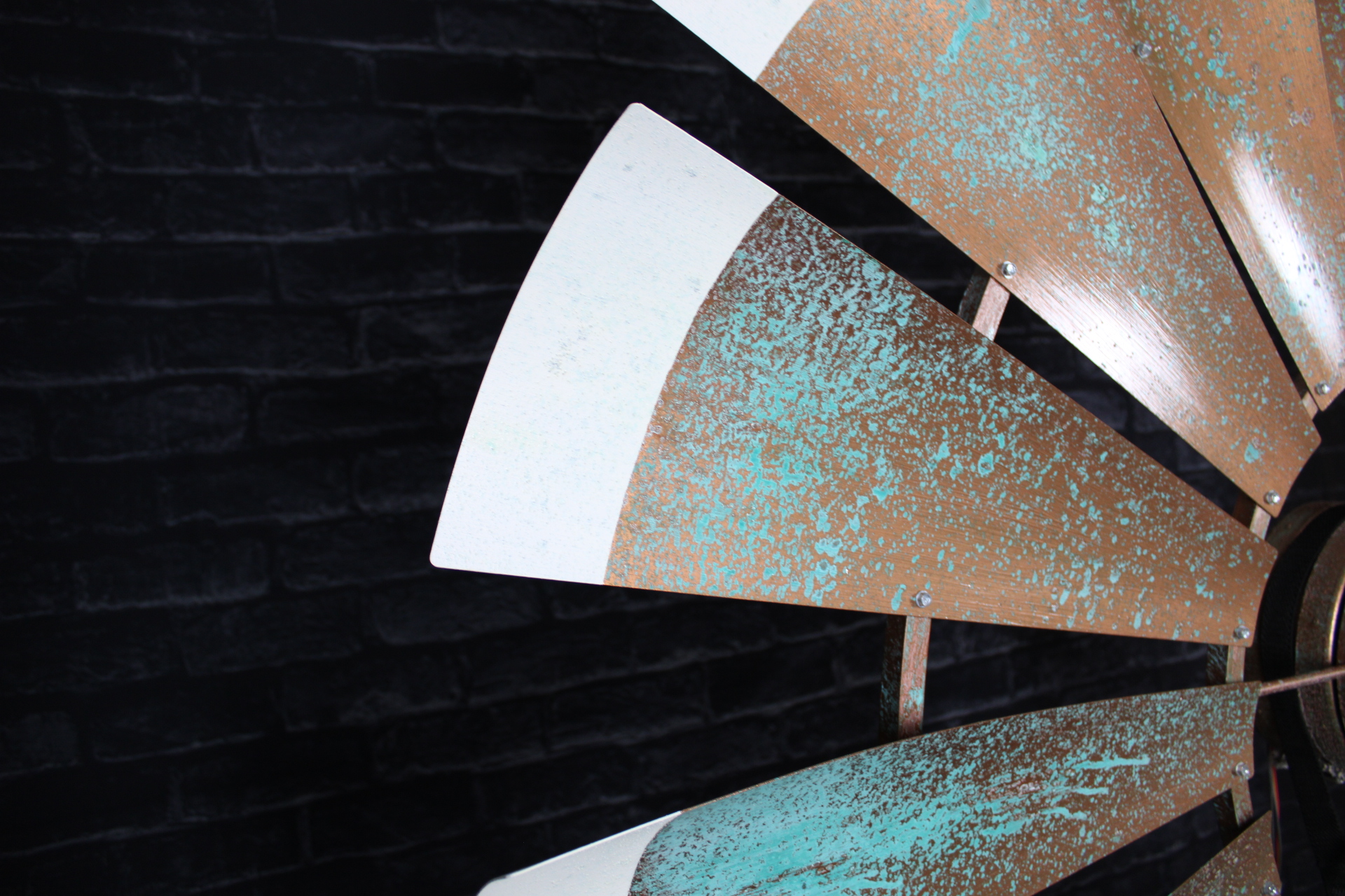 Antique Copper Patina Ceiling Fan with White Tips