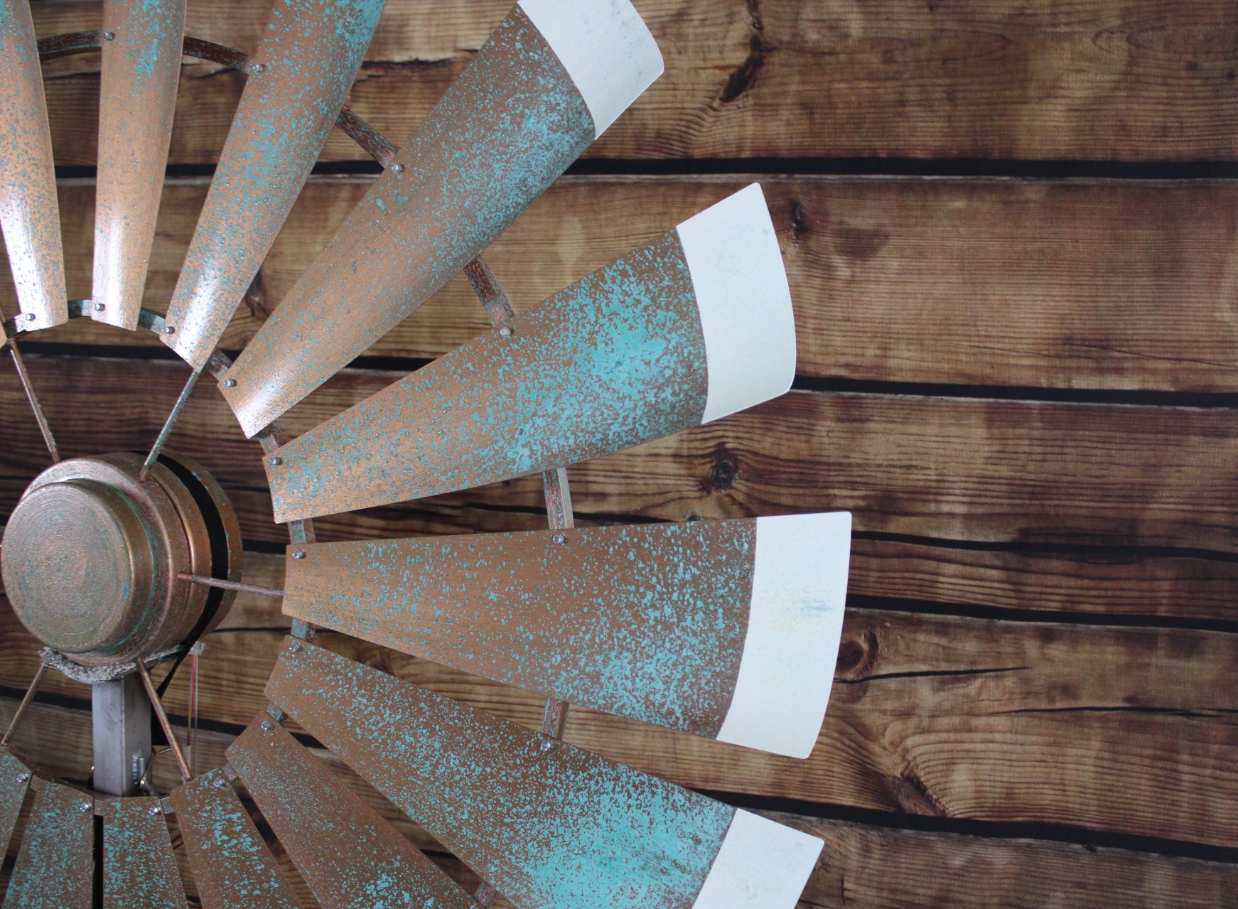 Antique Copper Patina Ceiling Fan with White Tips