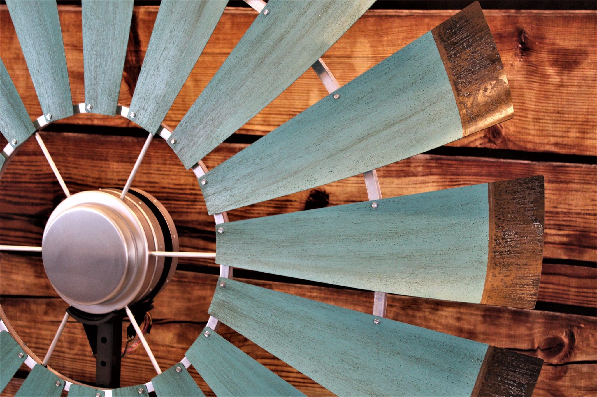 Weathered Texas Turquoise Ceiling Fan with Bronze Tips