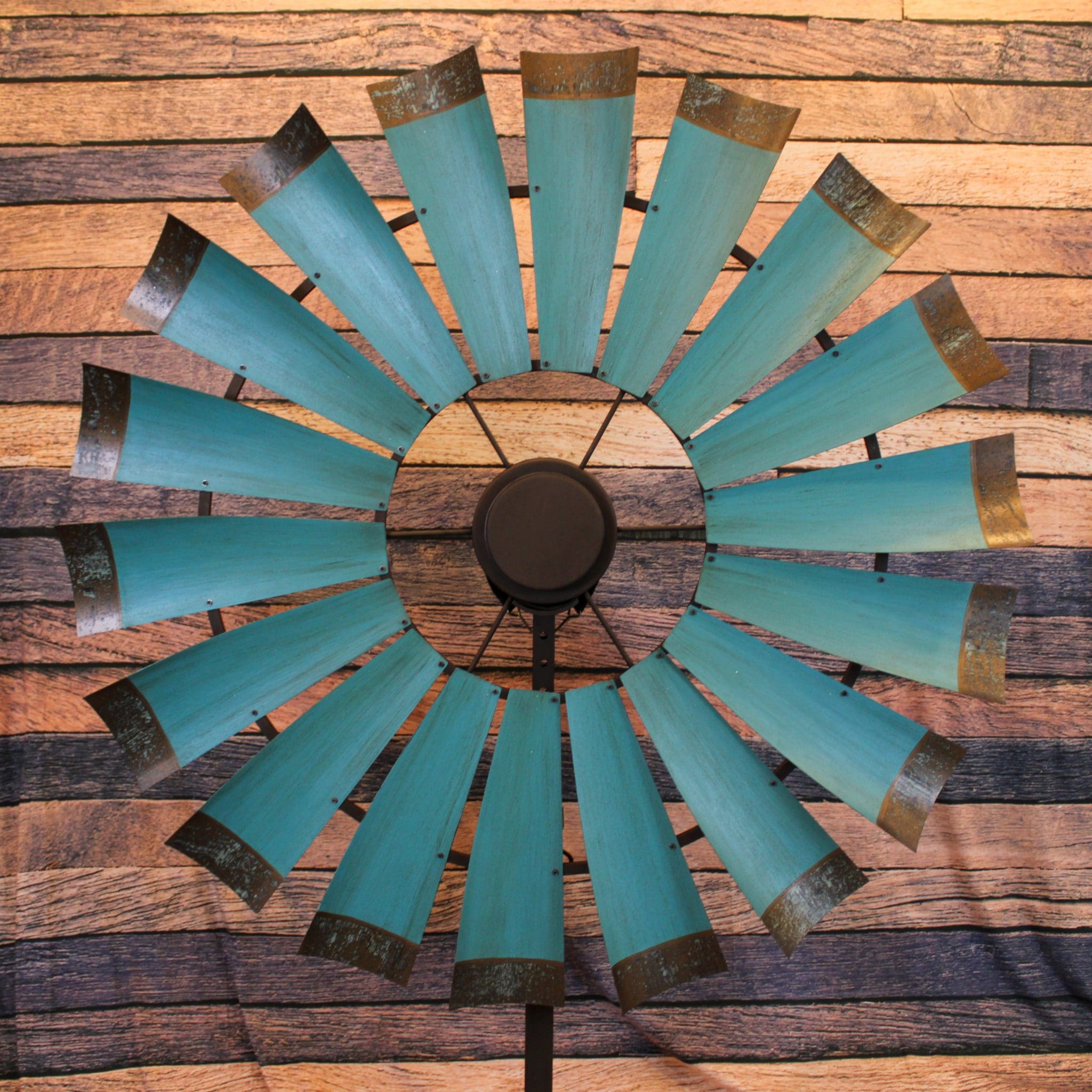 Weathered Texas Turquoise Ceiling Fan with Bronze Tips