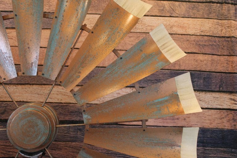 Antique Copper Patina Ceiling Fan with White Tips