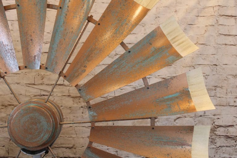 Antique Copper Patina Ceiling Fan with White Tips